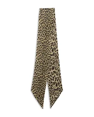 Zadig&Voltaire Rosie Leopard Print Silk Skinny Scarf - Flash