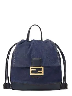 Fendi Calfskin Front-flap Crossbody With Ff Clasp And Drawstring Closure