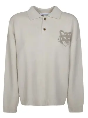 Maison Kitsuné Fox Head Intarsia Merino Polo Jumper