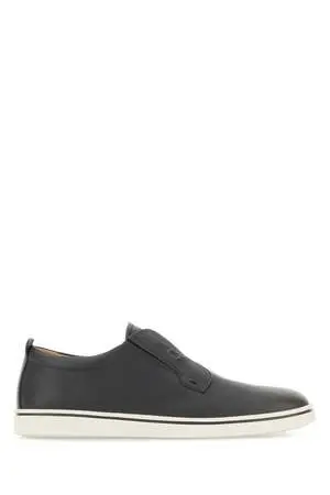 FERRAGAMO Alfie Dark Leather Slip-on Loafers For - Grey