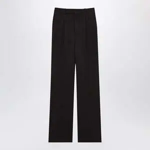 Saint Laurent Pinstriped Wool Crepe Trousers With Central Pleat And Slight Flare