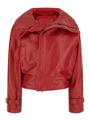 Balenciaga Oversized Collar Jacket In Smooth Light Leather