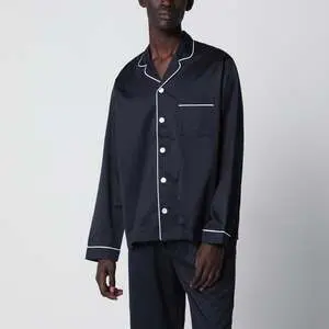 TEKLA Piped Pajama Shirt - Blue