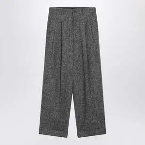 DOLCE E GABBANA Speckled Wool-blend Trousers With Front Pleats And Pockets - Grey