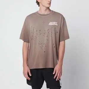 Satisfy Sun Bleached Rain Drum T-shirt With Laser-cut Perforations - Brown