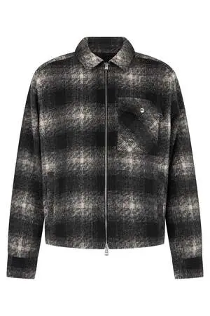 Moncler Monochrome Check Flannel Shirt With Zip - Multicolor