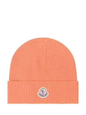 Moncler Mini Ribbed Beanie With Cuffed Fold-over And Logo