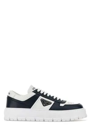 Prada Leather Sneaker With Contrast Detailing