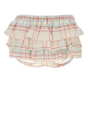 Gimaguas Embroidered Jardin Mini Shorts In Viscose-linen Blend - Checked