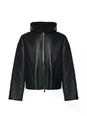 HELIOT EMIL Pace Hooded Leather Jacket - Black