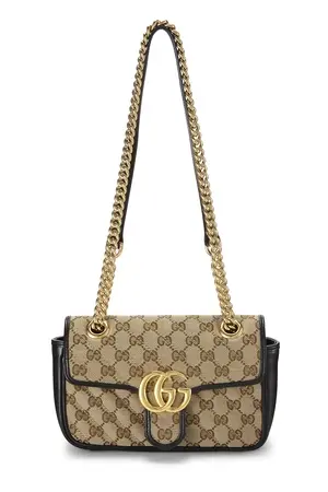 Gucci Leather Gg Canvas Matelassé Shoulder Bag - Black