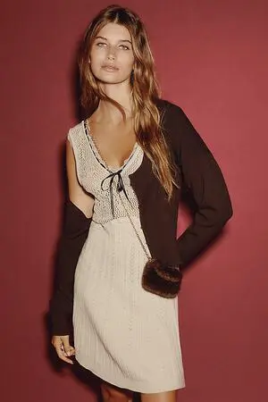 Maeve Scoop Neck Cardigan - Chocolate