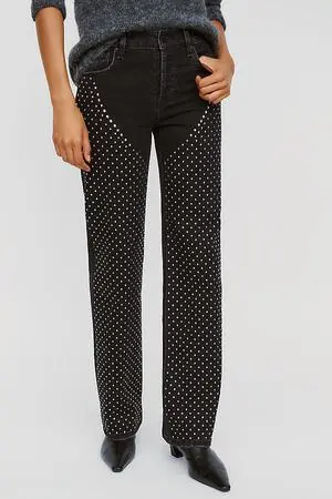 Hudson Jeans Rosie Studded High Rise Wide Leg Jeans