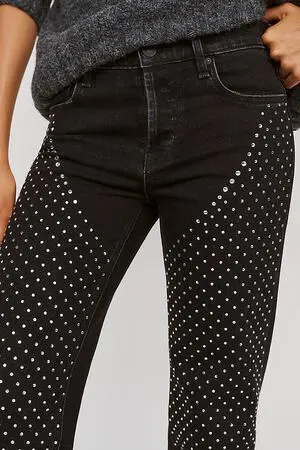 Hudson Jeans Rosie Studded High Rise Wide Leg Jeans