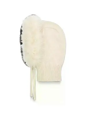 P.a.r.o.s.h Lestat Feather-trim Knitted Balaclava - Neutrals