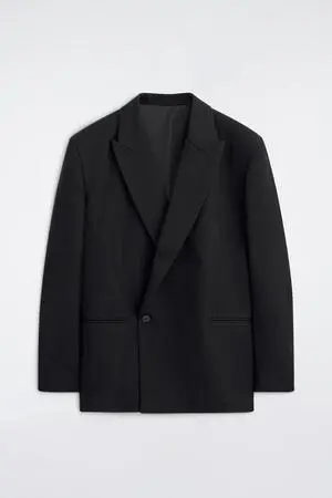 Cos Double-breasted Herringbone Blazer - Black