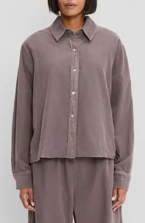 Michael Stars Callan Button Down Corduroy Shirt - Thunder