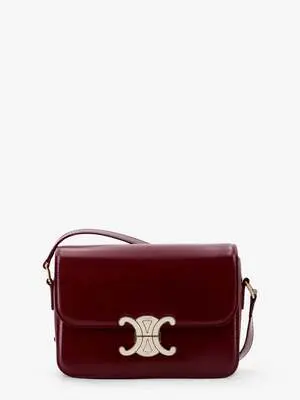 Celine Teen Triomphe Leather Crossbody Bag With Enameled Triomphe Logo - Multicolor