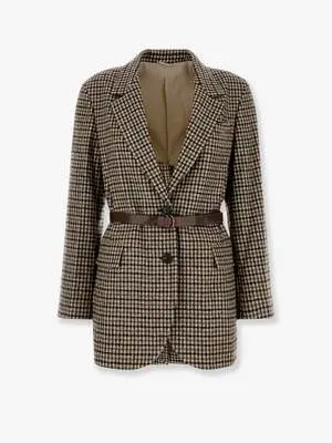 Brunello Cucinelli Madras Blazer With Belt - Multicolor
