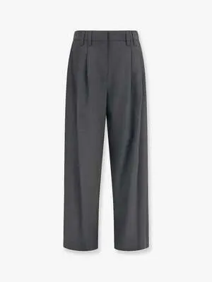 Brunello Cucinelli Stretch Virgin Wool Blend Trousers With Monili Detail - Multicolor
