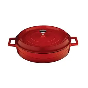 Turgla Home Cast Iron Round Cast Iron Shallow Dutch Oven - Red