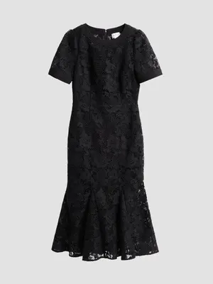 MILLY Ailany Lace Midi Dress - Black