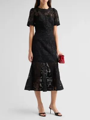 MILLY Ailany Lace Midi Dress