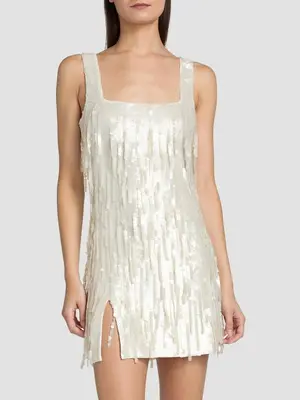 Staud Le Sable Sequined Fringe-trimmed Minidress