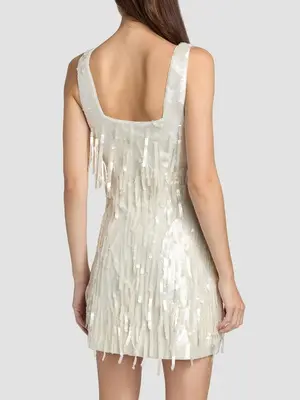 Staud Le Sable Sequined Fringe-trimmed Minidress