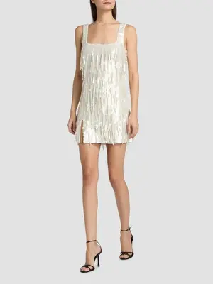 Staud Le Sable Sequined Fringe-trimmed Minidress