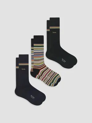 Paul Smith Gold Signature 3-pack Socks - Multi