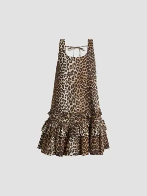 GANNI Print Cotton Poplin U-neck Minidress