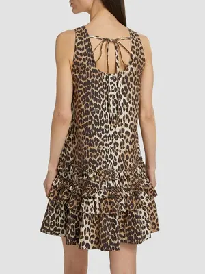 GANNI Print Cotton Poplin U-neck Minidress