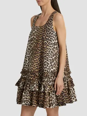 GANNI Print Cotton Poplin U-neck Minidress