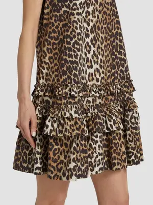 GANNI Print Cotton Poplin U-neck Minidress