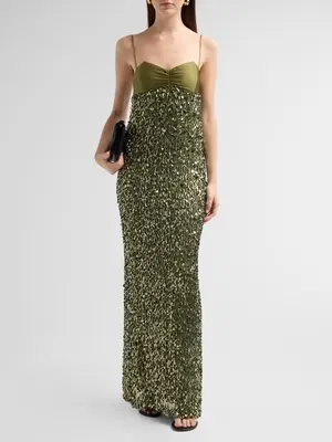 Black Halo Berri Jersey Sequined Maxi Dress