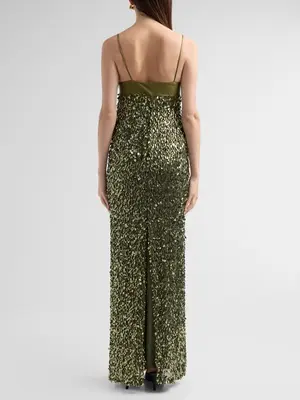 Black Halo Berri Jersey Sequined Maxi Dress