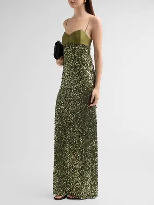 Black Halo Berri Jersey Sequined Maxi Dress