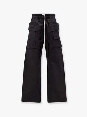 Rick Owens Creatch Wide Cotton Cargo Trousers - Black