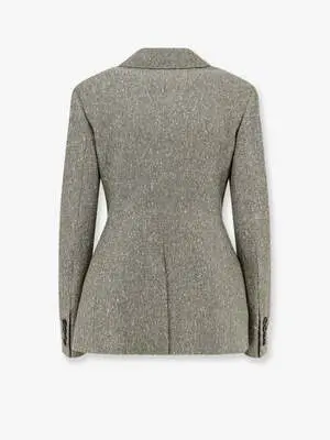 Dior Khaki Donegal Tweed Blazer With Multicolored Sequins Embroidery