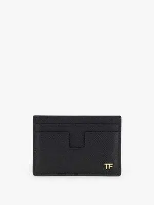TOM FORD Leather Card Holder With Logo - Black