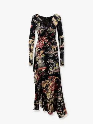 Etro Stretch Viscose Long Dress With Print - Multicolor