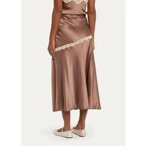 LoveShackFancy Emmabelle Lace-trim Silk Midi Skirt
