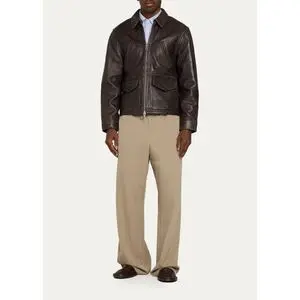 Officine Générale Vintage-effect Leather Jacket