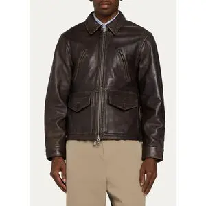 Officine Générale Vintage-effect Leather Jacket