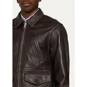 Officine Générale Vintage-effect Leather Jacket
