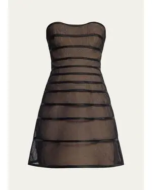 Bcbgmaxazria Strapless Fit-&-flare Mini Dress - Black Pattern