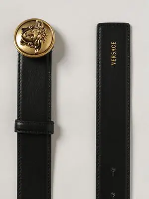Versace Adjustable Calf Leather Belt With Medusa Plaque Buckle