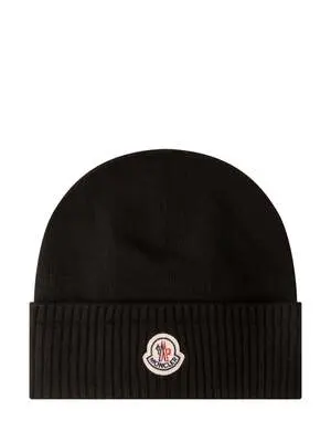 Moncler Ribbed Beanie With Fold-over Cuff And Front Logo Patch