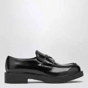 Prada Chocolate Mini Moccasins In Brushed Leather